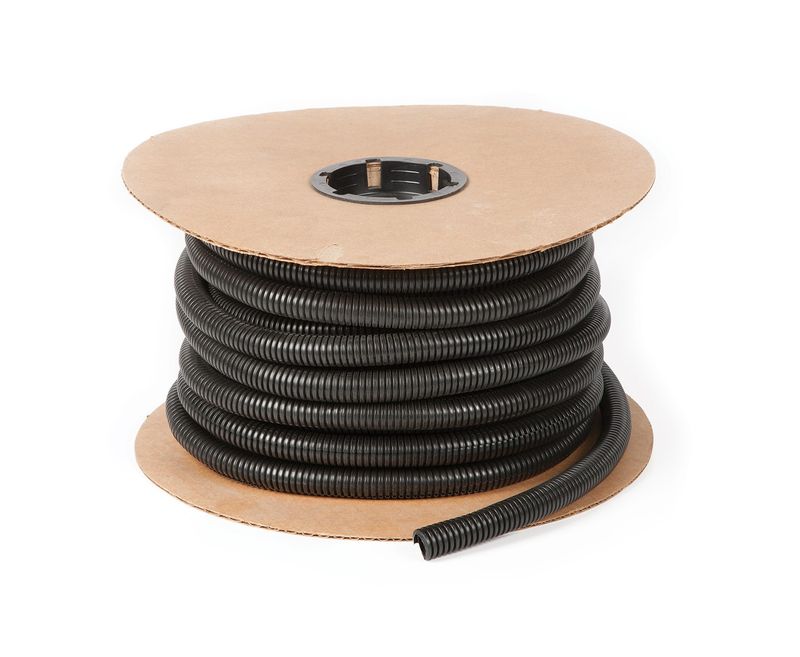 Split Flex Convoluted Tubing, Length 100', Size 3/8"